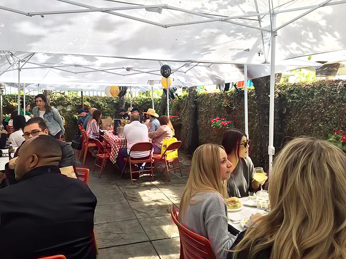 Outdoor dining where the people-watching is almost as good as the food. Almost.