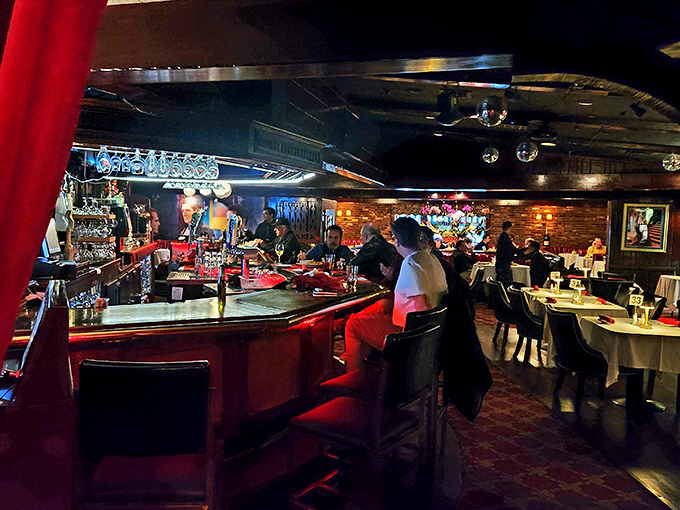 The bar area buzzes with the energy of conversations that could range from studio gossip to tomorrow's weather forecast.