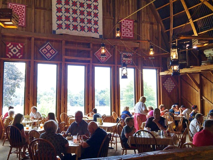 Generations gather under these beams, proving good food is the ultimate family reunion planner.