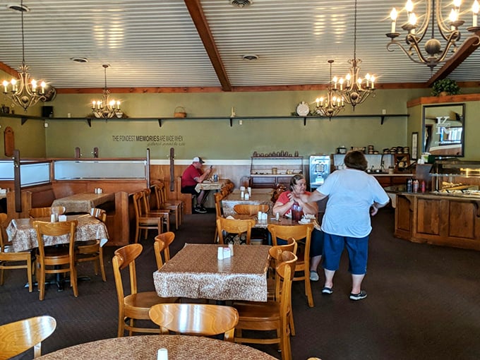 The dining area hums with the universal language of good food—forks moving, heads nodding, and the occasional "mmm" punctuating conversations.