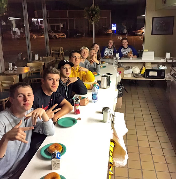 Late night donut runs – a tradition as old as college itself. These young customers know that nothing fuels an all-nighter like Donald's perfect combination of sugar, carbs, and small-town charm.