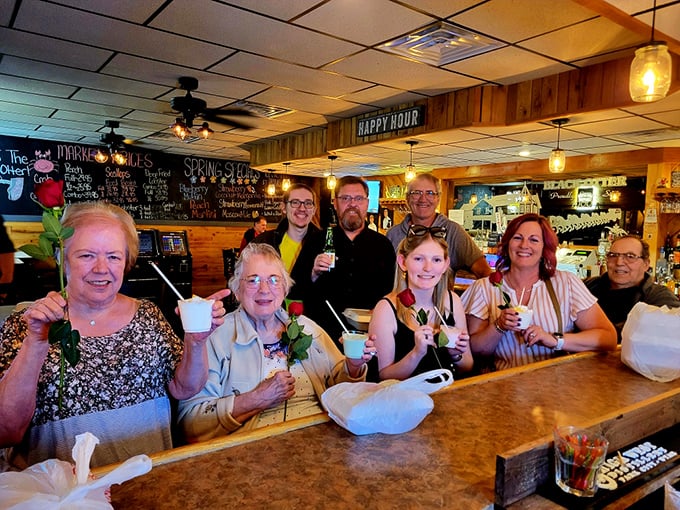 Happy faces around the bar tell the real story—this is where memories are made, one brandy old fashioned and fish fry at a time.