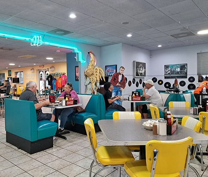 Real diners eating real food in real booths—no Instagram filters needed when the authentic 50s atmosphere already looks better than any social media could capture.
