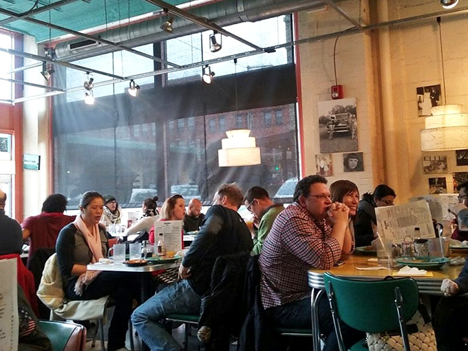 Weekend warriors and breakfast veterans alike crowd the tables, united in their quest for the perfect Pittsburgh morning meal.