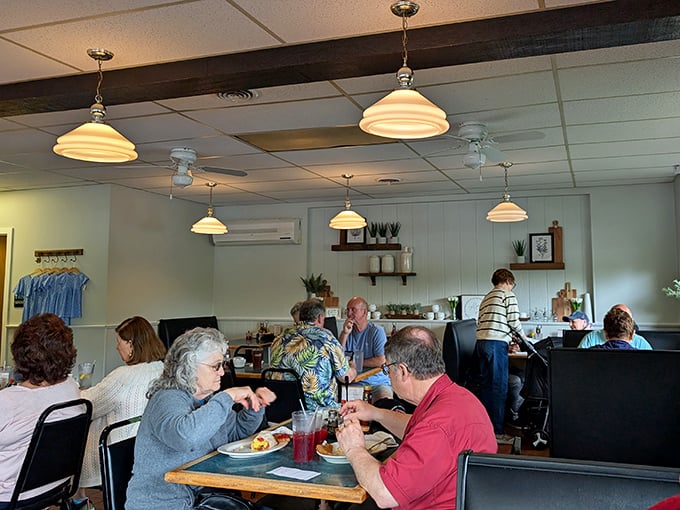 Where conversations happen between bites of home cooking. These diners know they've found the real deal—no phones necessary when food is this good.
