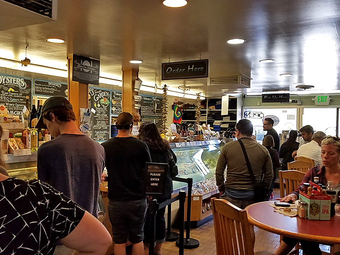 The universal language of waiting in line for great food. These folks know that patience isn't just a virtue—it's the price of admission for seafood nirvana.