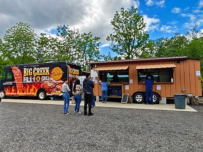 The universal language of barbecue brings people together. Worth standing in line for, as these customers clearly know.
