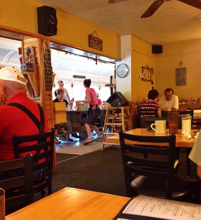Where strangers become neighbors over coffee and pie. The bustling dining room hums with conversation—the secret ingredient in every great diner.