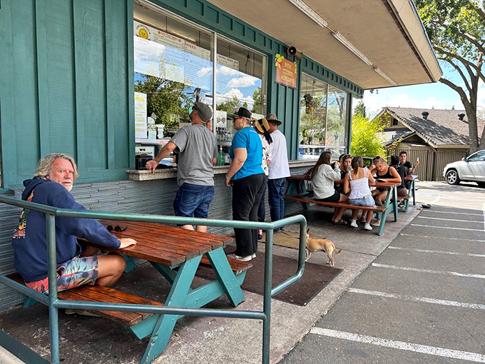 The weekend queue at Buttercup—where strangers become friends united by a common mission: the pursuit of exceptional comfort food. 