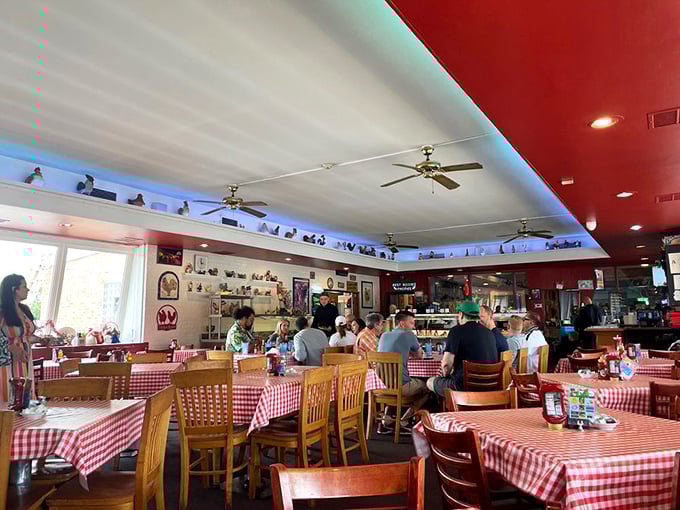 Where strangers become friends over shared chicken baskets. The bustling dining room hums with the universal language of "mmm."