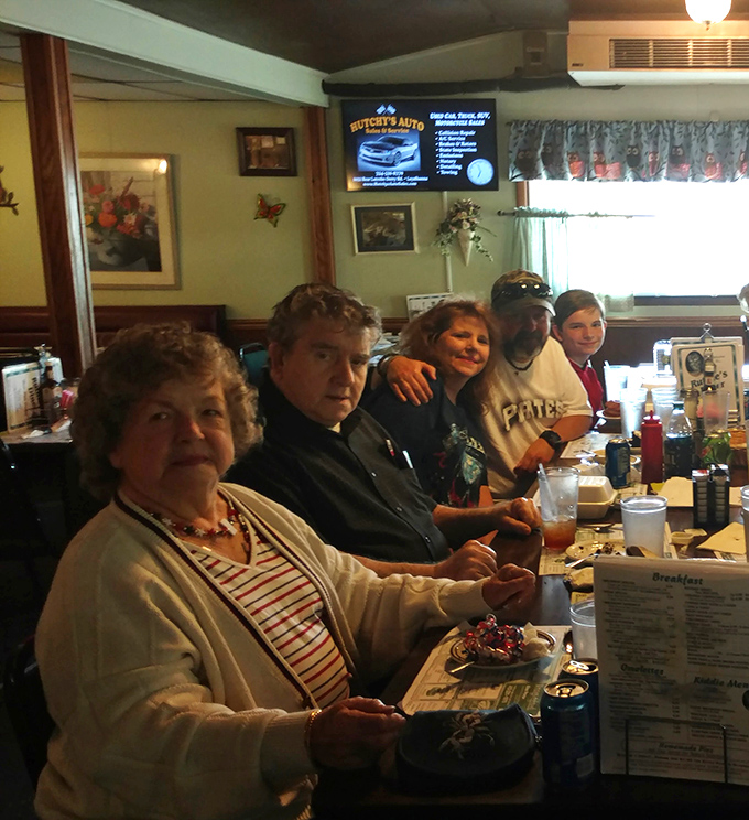 The counter crew at Ruthie's—where local news travels faster than Twitter and the coffee never sees the bottom of your cup.