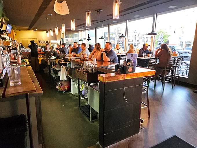 The bar scene at Homestead—where strangers become friends over craft beers and the shared religion of good food.