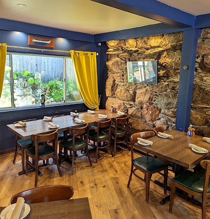 Stone walls and warm wood create the perfect setting for seafood magic. Like dining in a cozy coastal cottage with someone else doing the cooking.