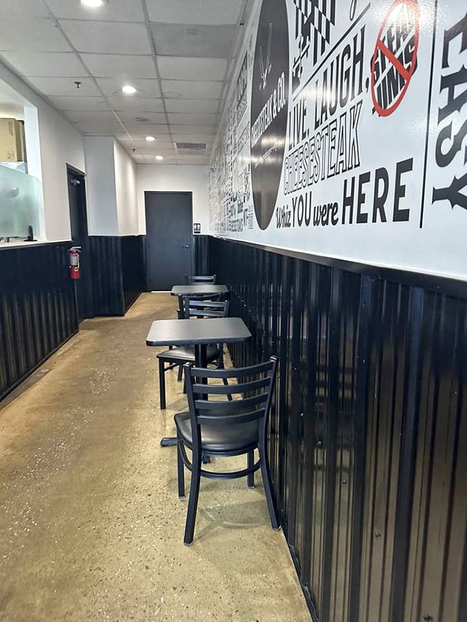 No white tablecloths needed when the food is this good – just a few simple tables where cheesesteak dreams come true.