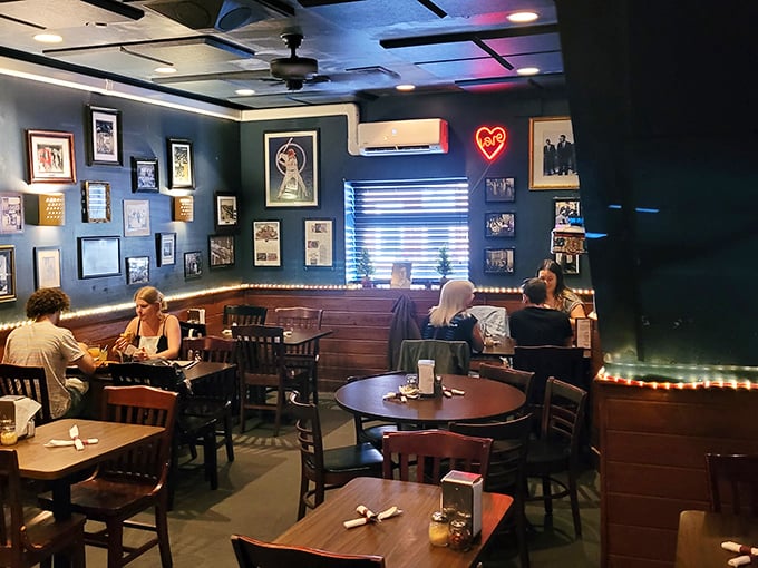 Cozy booths, warm lighting, and walls filled with memories—Triangle Tavern's dining room feels like coming home, even on your first visit.