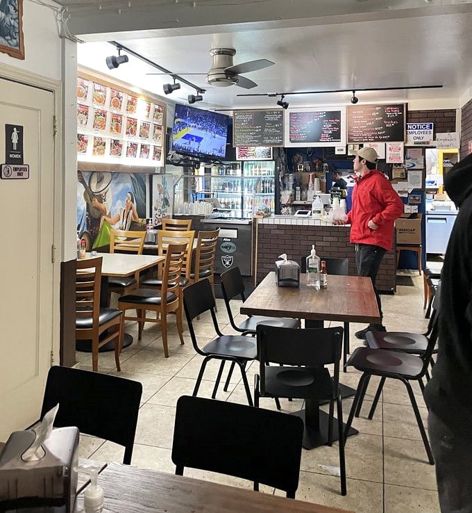 No fancy design elements needed when the food does the talking—just simple tables, chairs, and the anticipation of flavors that keep regulars coming back.