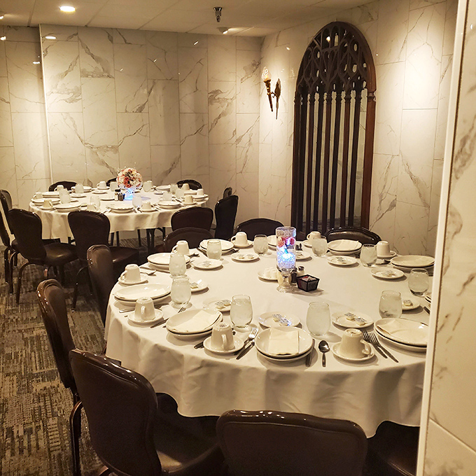 Private dining rooms transform ordinary celebrations into something special—white tablecloths and elegant place settings await your next milestone moment.