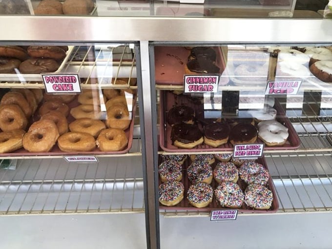 A display case that's part museum, part temptation station. Each labeled tray a different chapter in the story of breakfast bliss.