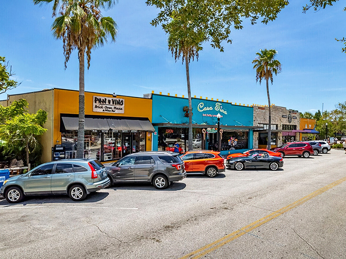 Storefronts painted in colors that would make a box of tropical popsicles jealous—shopping becomes an exercise in restraint for your wallet.