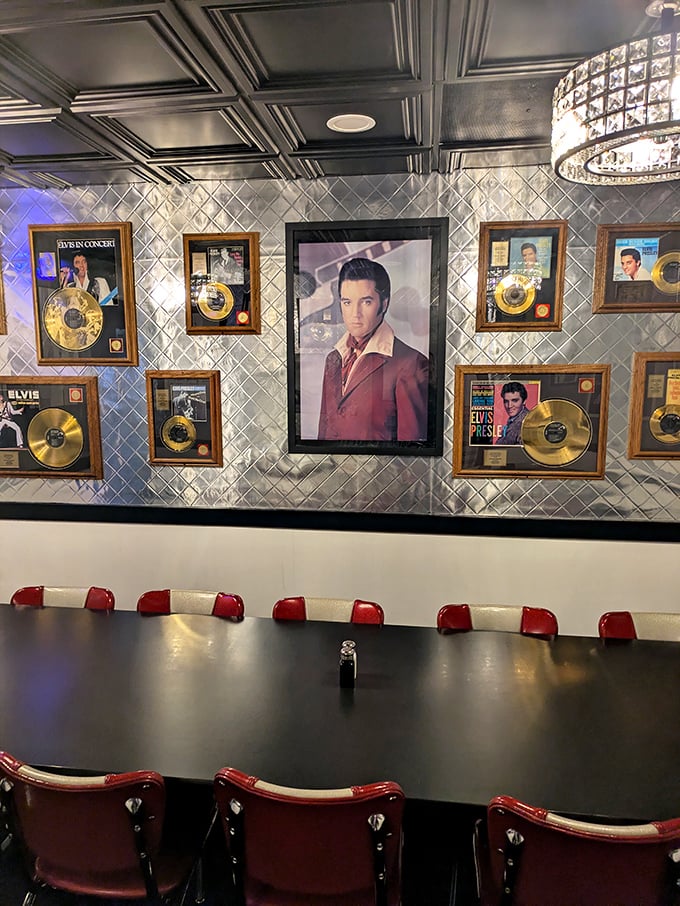 The King holds court in this Elvis-themed corner. Dine here and you might just catch yourself saying "thank you, thank you very much" after every bite.