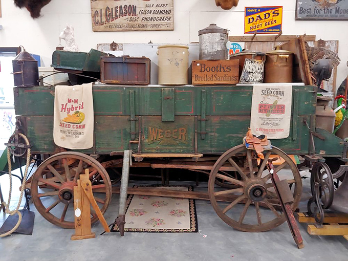This isn't just an old farm wagon—it's a time machine on wheels, complete with authentic seed bags that tell the story of American agriculture.
