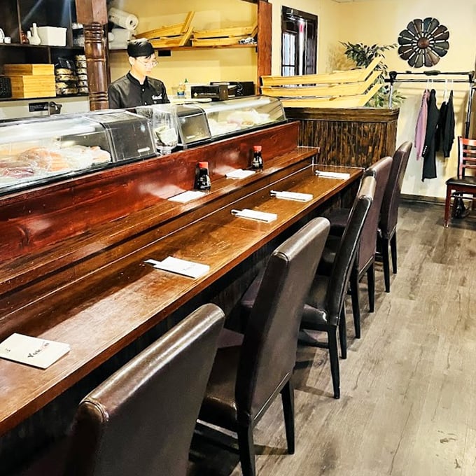 The sushi counter – where culinary theater happens daily and patience transforms simple ingredients into edible art.