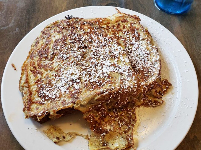 French toast that's achieved that magical caramelization where butter, bread, and heat create something greater than their parts.