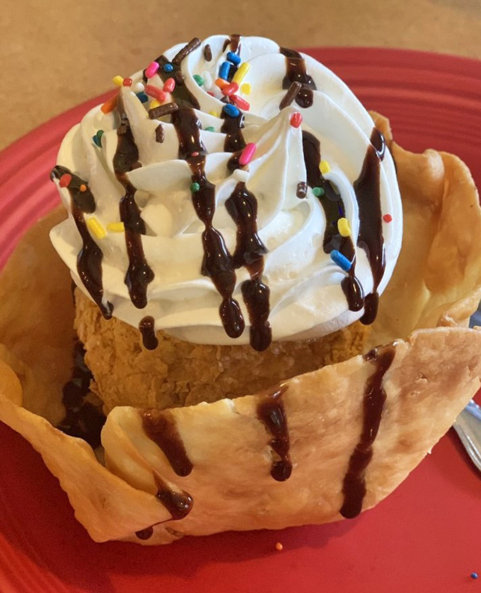 Fried ice cream: the dessert equivalent of wearing a parka at the beach—deliciously contradictory in all the right ways.