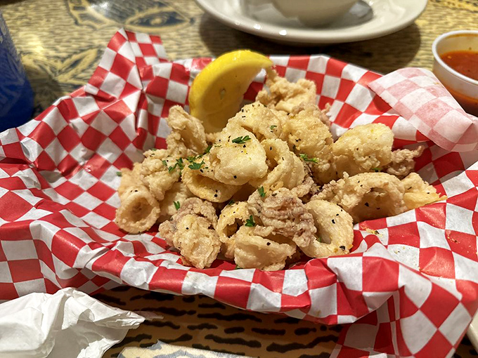 Fried calamari so light and tender, it makes you wonder why anyone ever compared it to rubber bands. This is the gold standard.