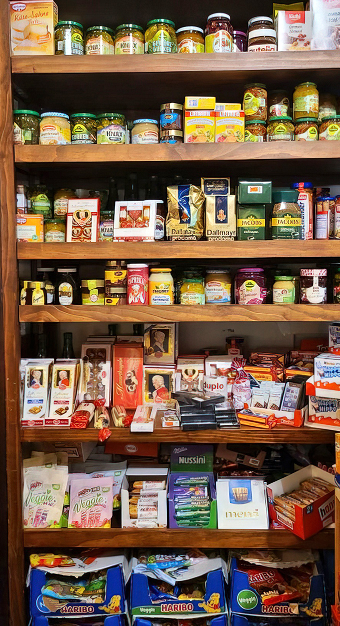 German grocery heaven where homesickness ends and hoarding begins. These shelves hold treasures that make expats misty-eyed and curious foodies giddy.