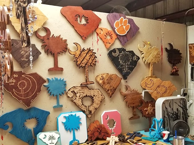 South Carolina pride carved into wood and painted with passion—where state symbols become wall art that tells your neighbors exactly where your heart is.