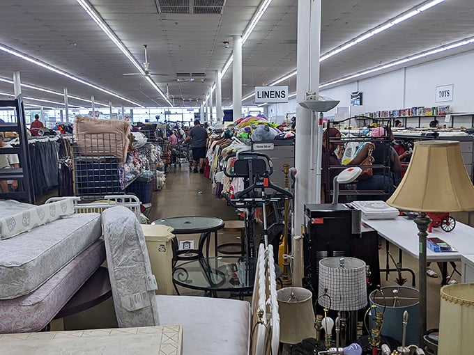 The furniture and home goods section offers everything from lamps to side tables – each piece waiting for its next chapter.