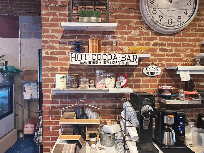 The hot cocoa bar isn't just a drink station—it's a winter survival kit disguised as a charming corner of comfort.