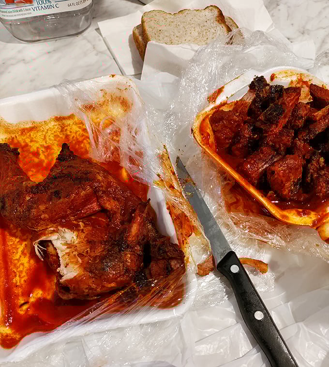 BBQ chicken with edges kissed by flame and smoke – the culinary equivalent of a perfect sunset after a long summer day.