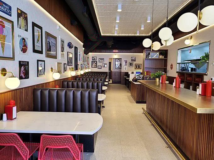 The dining room feels like it was designed by someone who actually eats in restaurants—comfortable, stylish, and mercifully free of unnecessary gimmicks.