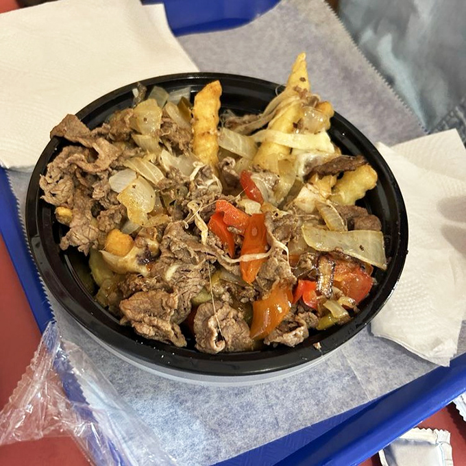 A bowl of Philly-style goodness that proves sometimes the best dining experiences don't require fancy china—just honest food and a hearty appetite.
