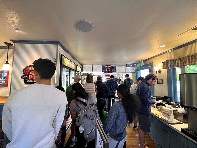 The line of eager customers speaks volumes—some things are worth waiting for, and Julian's pies top that list.