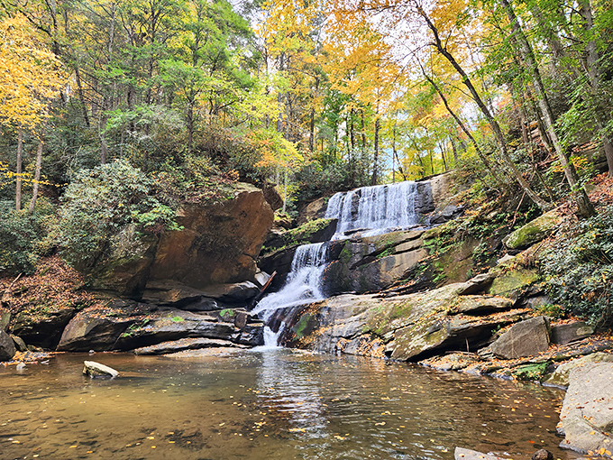 Little Bradley Falls rewards hikers with nature's perfect soundtrack—rushing water meeting ancient stone in a timeless Appalachian embrace.