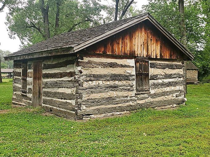 This pioneer log cabin didn't get the tiny house TV show memo—it was doing authentic minimalism when it actually required survival skills.