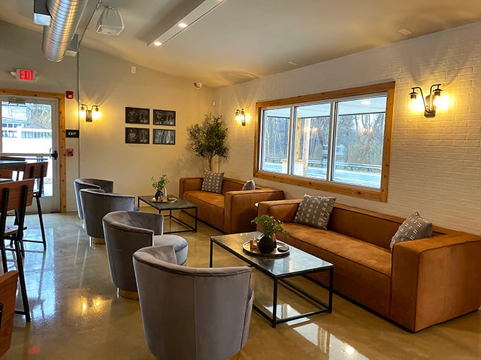 The lounge area doesn't just invite you to stay awhile – it practically dares you to leave before dessert.