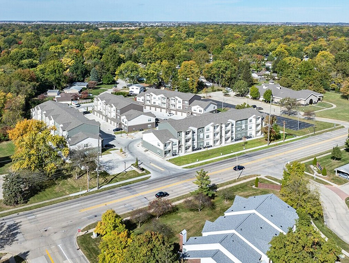 Suburban serenity with a splash of autumn gold – proof that not all treasures in Champaign require a downtown parking spot.