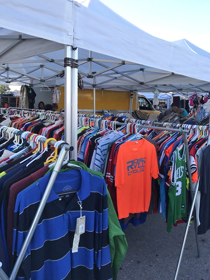 The men's department at Laney – where vintage tees and sports jerseys find new life with shoppers seeking style on a budget.