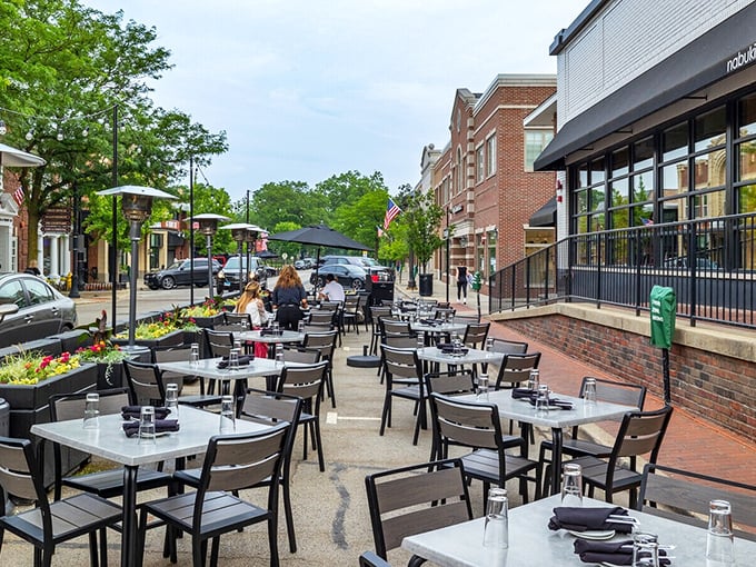 Outdoor dining in Hinsdale elevates the humble patio meal to an art form. The people-watching comes complimentary with every entrée.