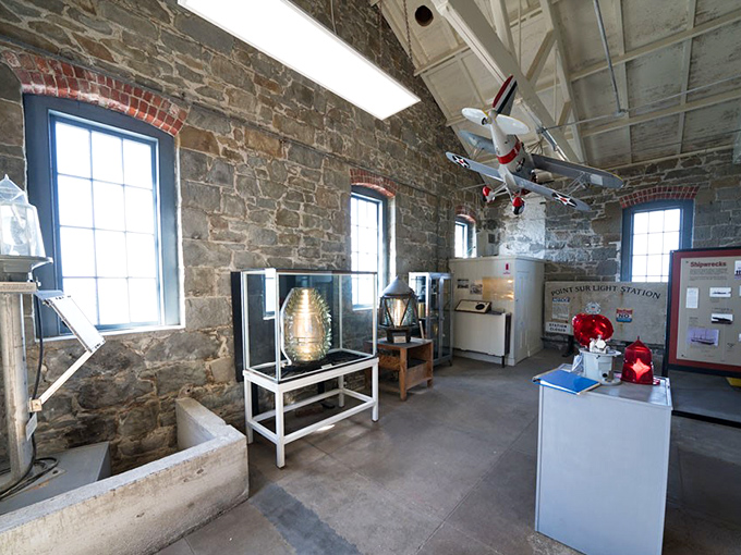 The museum showcases maritime artifacts including the Fresnel lens—nineteenth-century technology that makes your smartphone's flashlight look pathetic.