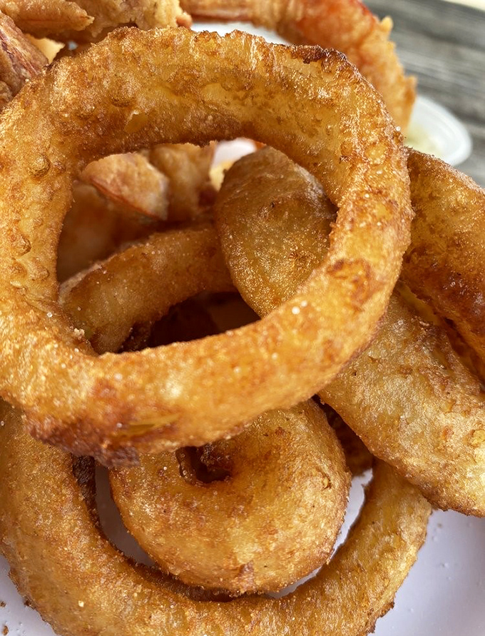 Onion rings with the perfect crunch-to-tenderness ratio. These golden halos deserve their own special place in the culinary hall of fame.