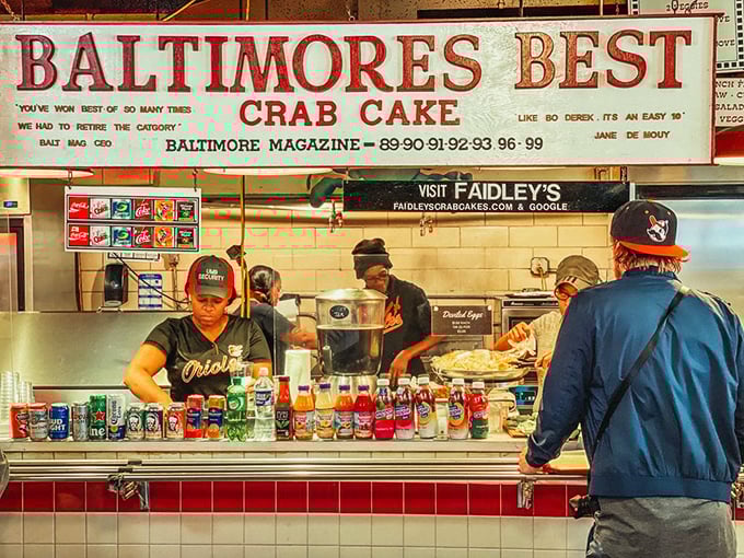 "Baltimore's Best Crab Cake" isn't just a sign—it's truth in advertising. The line forms for a reason, and that reason is delicious.