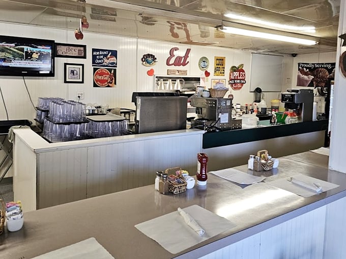 The counter where dreams come true, or at least where coffee cups never reach empty and friendly conversation is always on the menu.