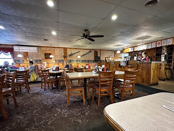 No designer needed to create this atmosphere—just decades of coffee conversations, hearty meals, and the warm patina of community.