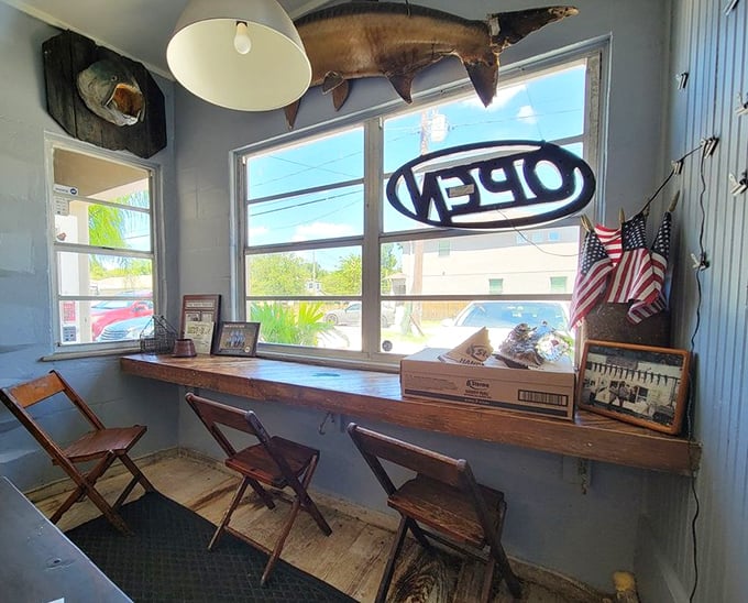 Window seating with a view and nautical charm that feels authentically Florida, not theme park.