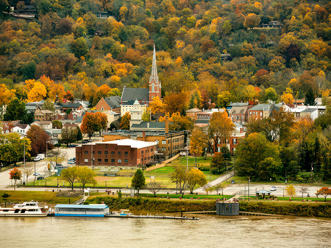Fall in Madison is a painter's palette come to life, with church steeples punctuating a landscape of amber, gold, and russet against the river's blue.